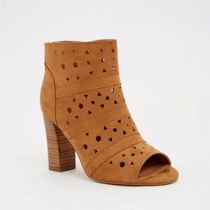 torrid | Shoes | Torrid Cutout Peep Toe Heel Booties Wide Width Brown ...